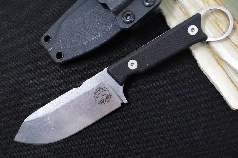 White River Knives 3.5" Firecraft Pro - Black Textured G-10 Handle / C ...