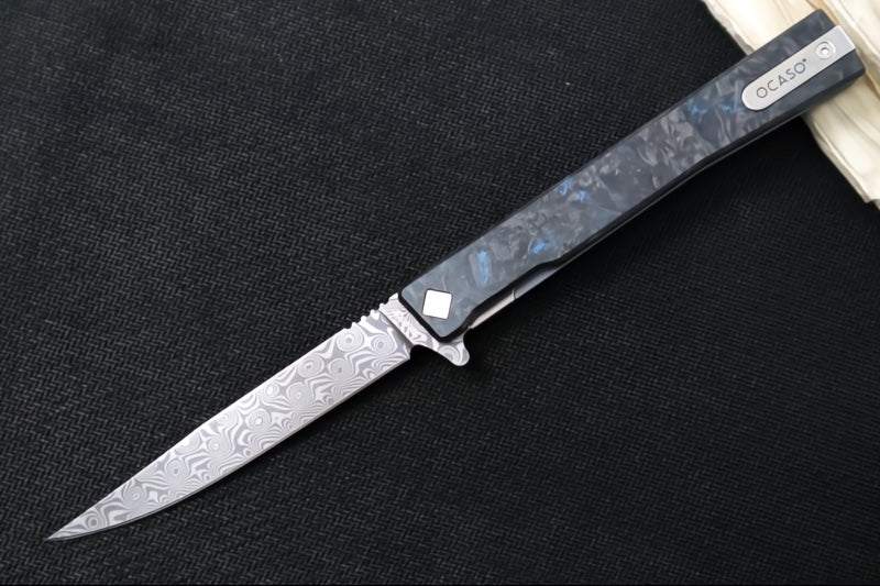 Ocaso Knives Solstice Damascus Flipper - Premium 120-layer Damascus St ...