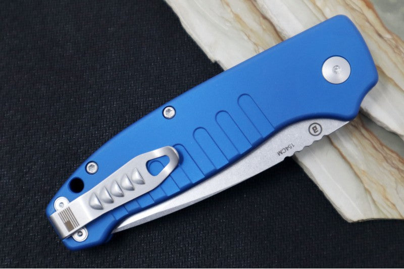 Hogue Knives Ballista - Blue Aluminum Handle / 154CM Drop Point Blade ...